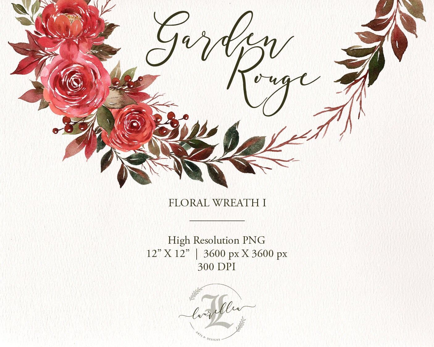 Red Watercolor Floral Wreath Clip Art | Red Peonies and Roses Clip Art ...