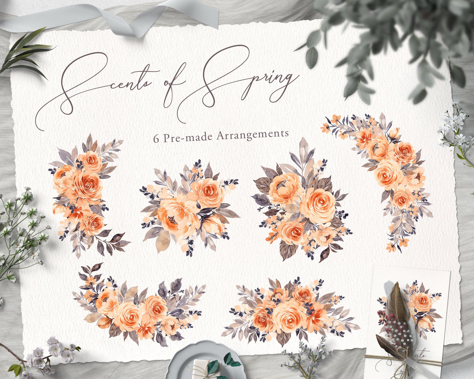 Watercolor Floral Clipart, Spring Floral Arrangements, Spring Wedding ...