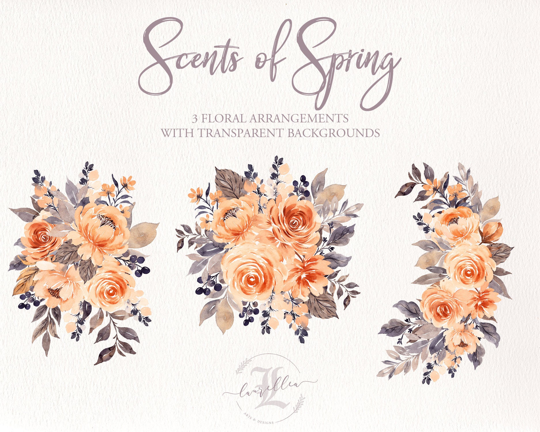 Spring Watercolor Floral Clipart, Spring Floral Elements and ...