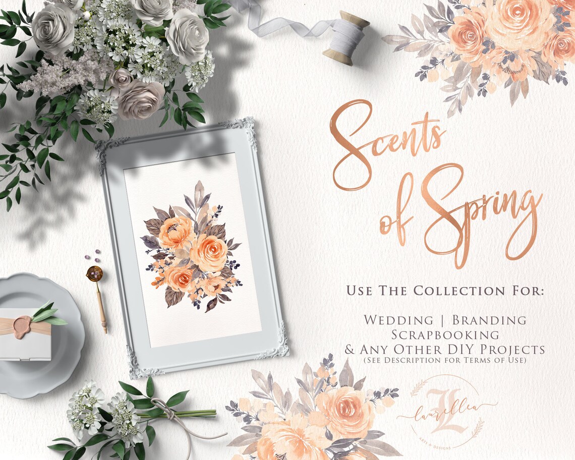 Watercolor Floral Clipart, Spring Floral Arrangements, Spring Wedding ...