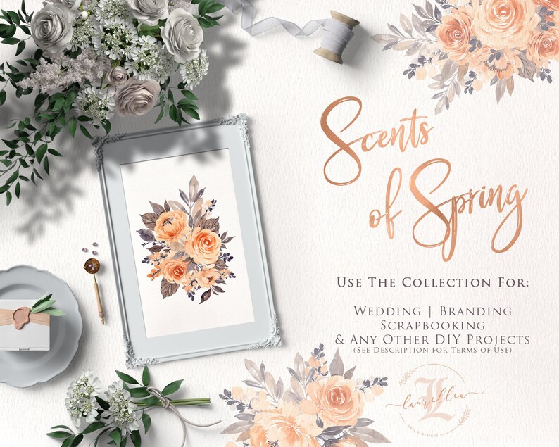 Watercolor Floral Clipart, Spring Floral Arrangements, Spring Wedding ...