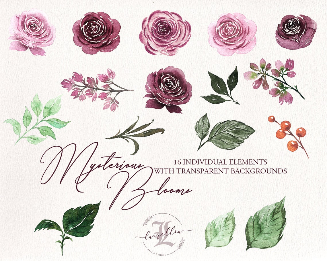 Spring Watercolor Floral Elements & Arrangements Clipart | Etsy