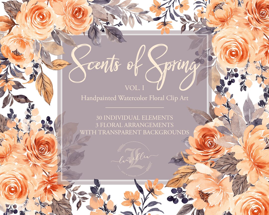 Spring Watercolor Floral Clipart, Spring Floral Elements and ...