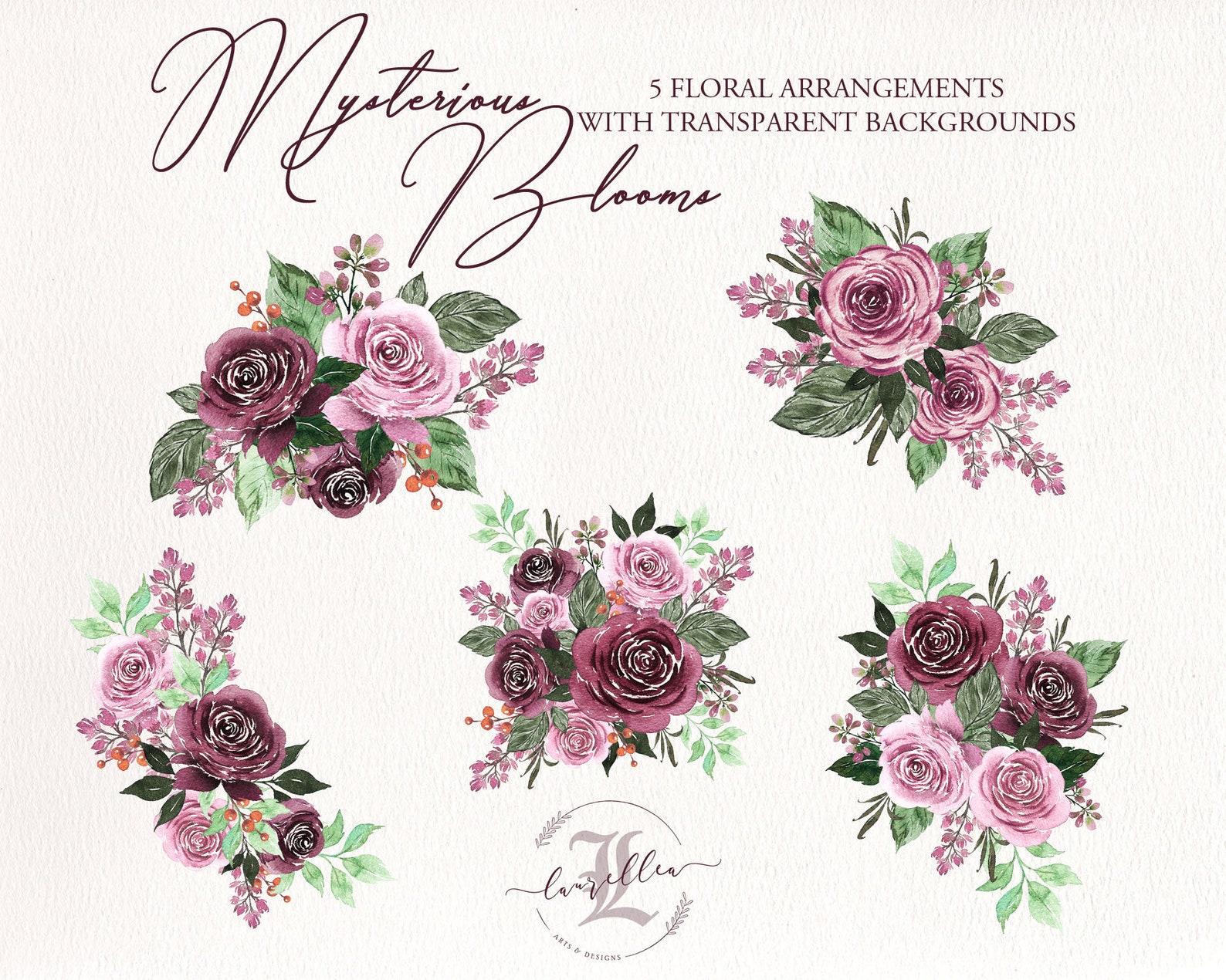 Spring Watercolor Floral Elements & Arrangements Clipart | Etsy