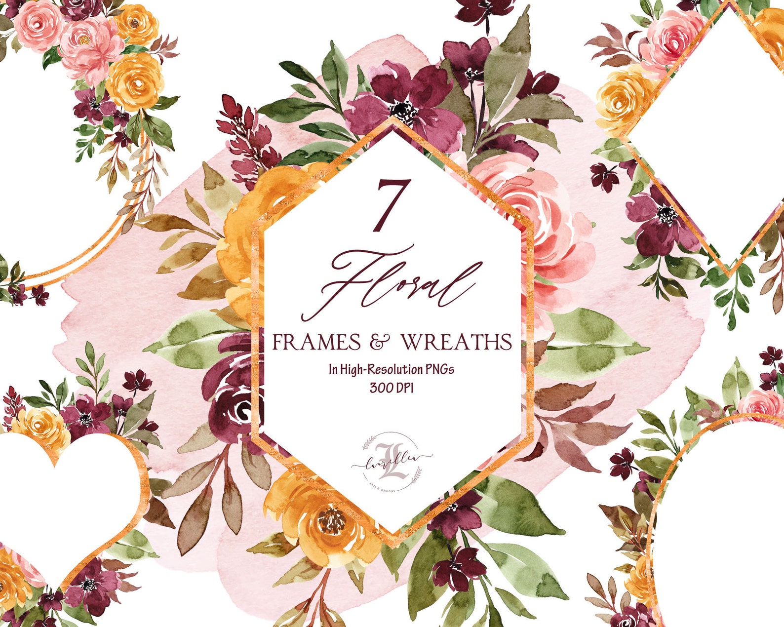 Watercolor Floral Clipart Spring Floral Frames Wedding | Etsy