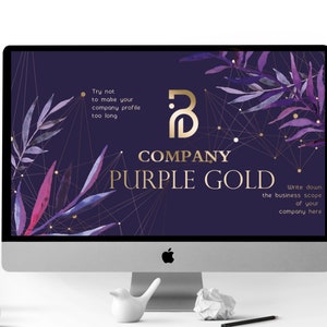 Elegant Purple and Gold Powerpoint Template, Business Powerpoint, Dark ...