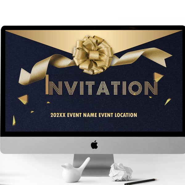 Blue and Gold Ppt Template - Etsy