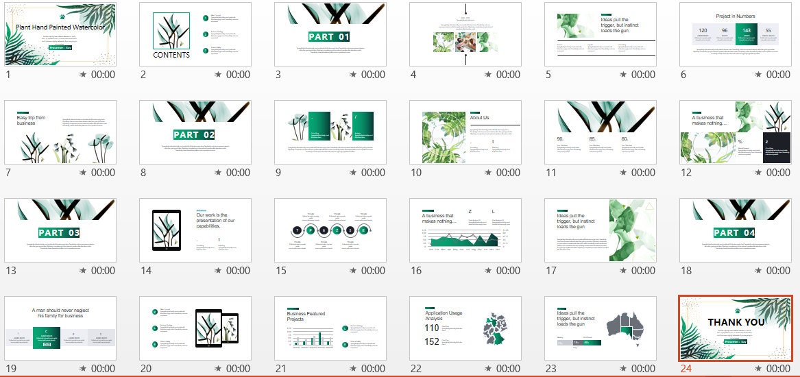 Greenery Powerpoint Template Minimalist Modern Powerpoint Design Green ...