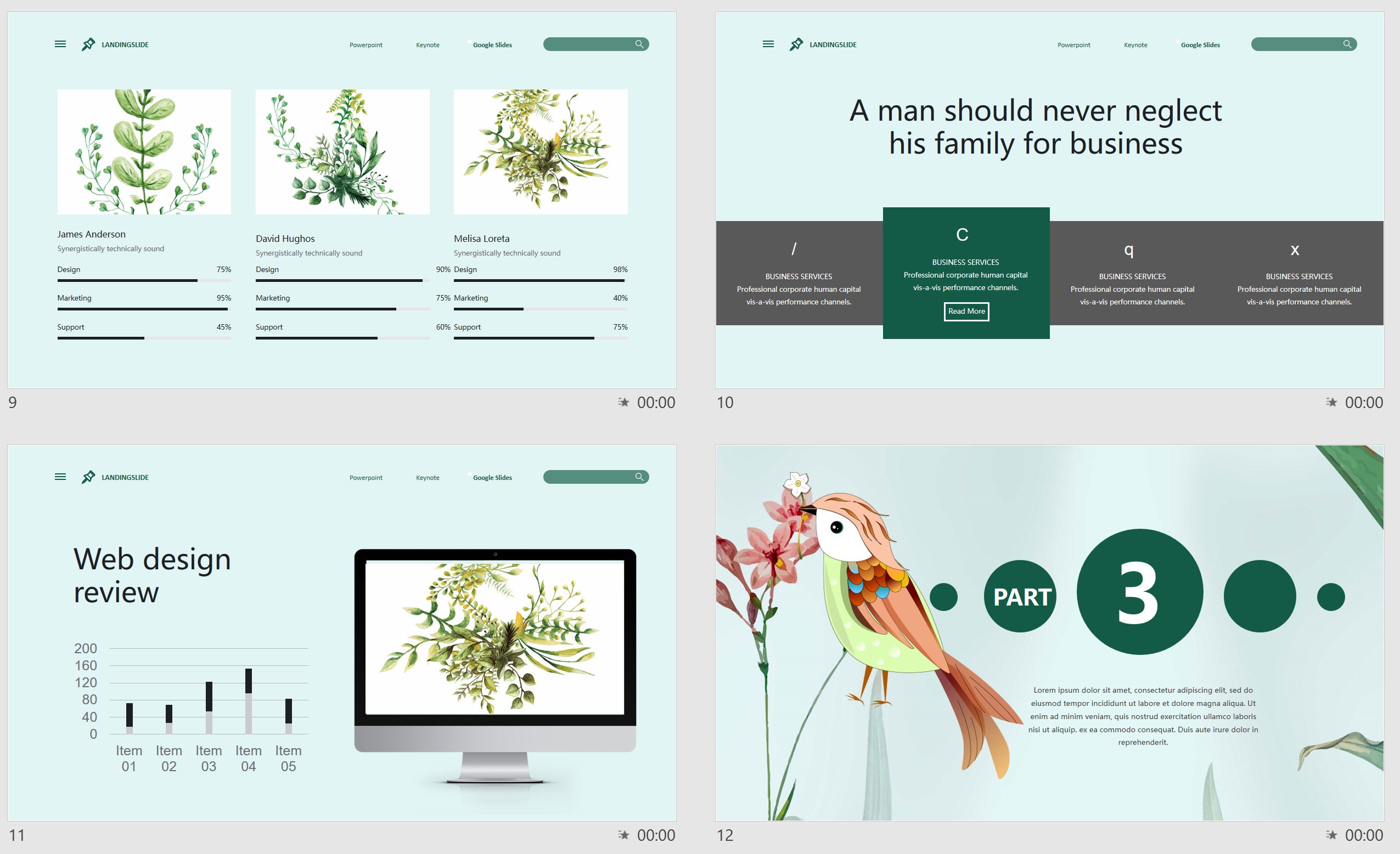 Watercolor Plant Powerpoint, Birds PPT, Garden Flowers PPT Template ...