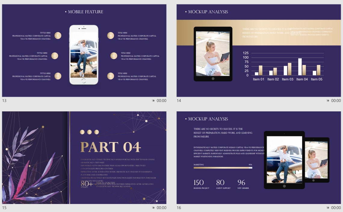 Elegant Purple and Gold Powerpoint Template, Business Powerpoint, Dark ...