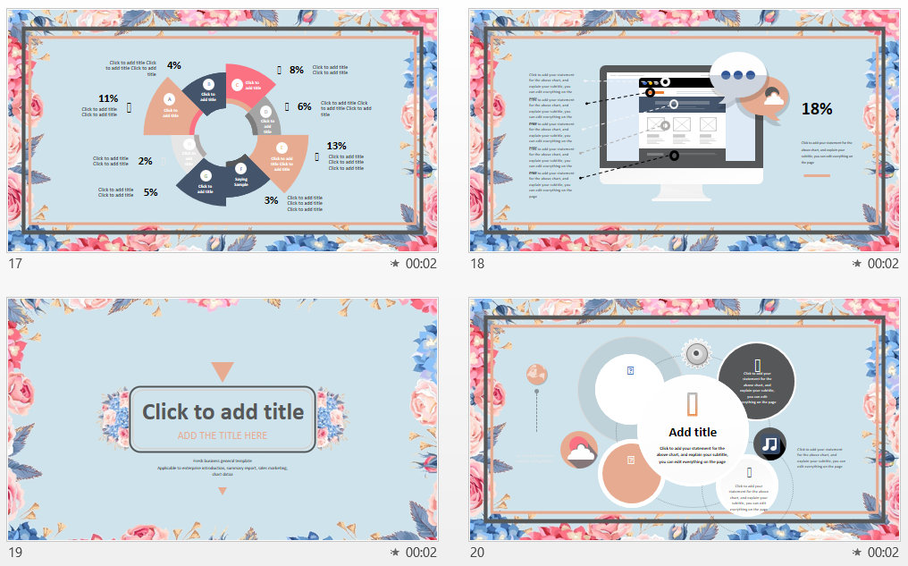 Floral Powerpoint Template | Spring Fresh Flower Power Point | Wedding ...