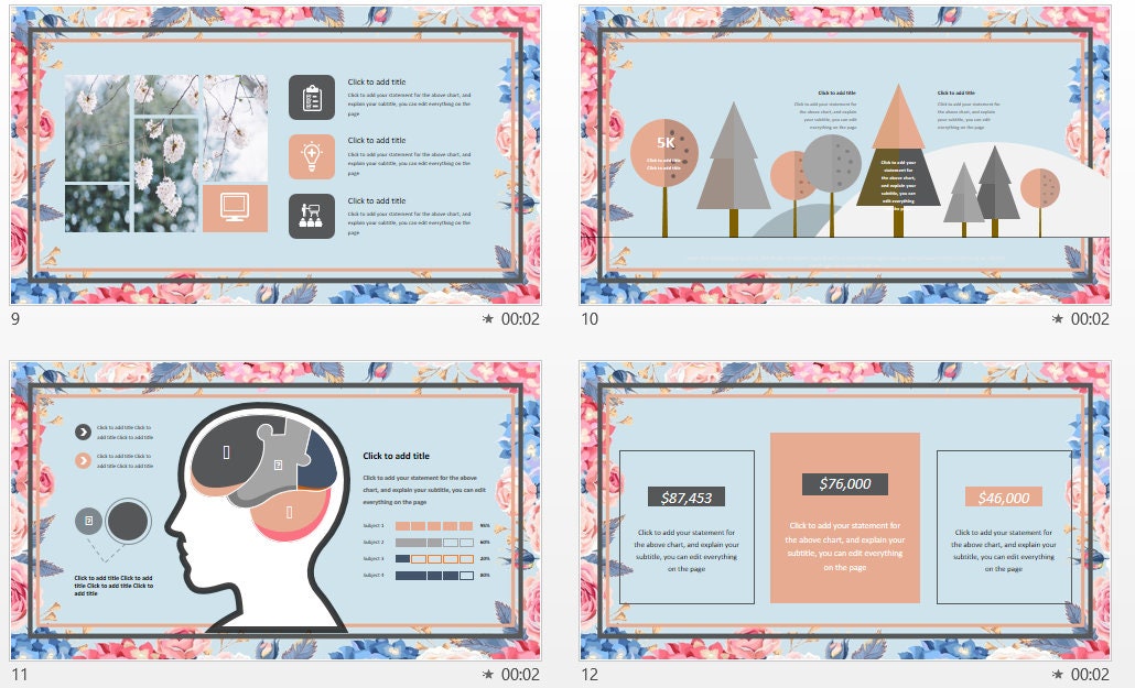 Floral Powerpoint Template | Spring Fresh Flower Power Point | Wedding ...