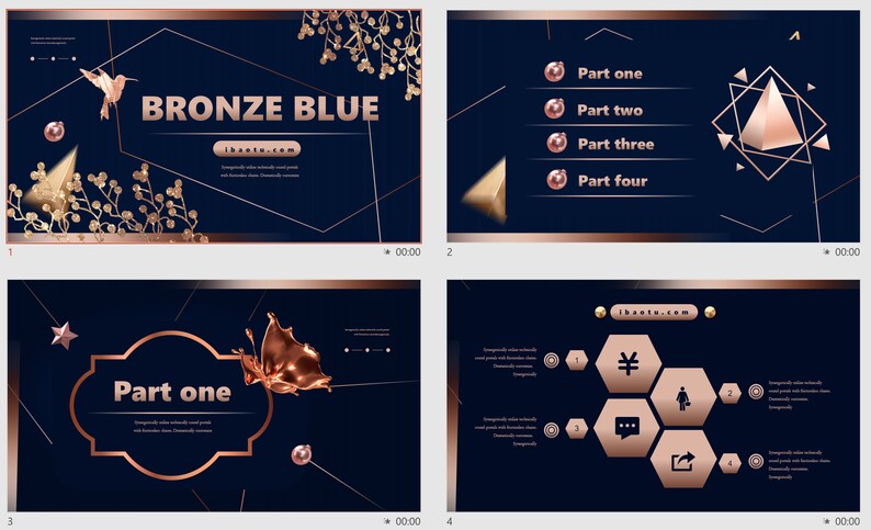 Bronze Blue Powerpoint, Gold Powerpoint, Rose Gold Glitter Business PPT ...