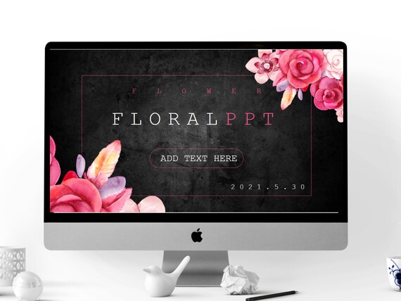 Pink Black Rose Powerpoint Template Beautiful Pink Flowers on | Etsy