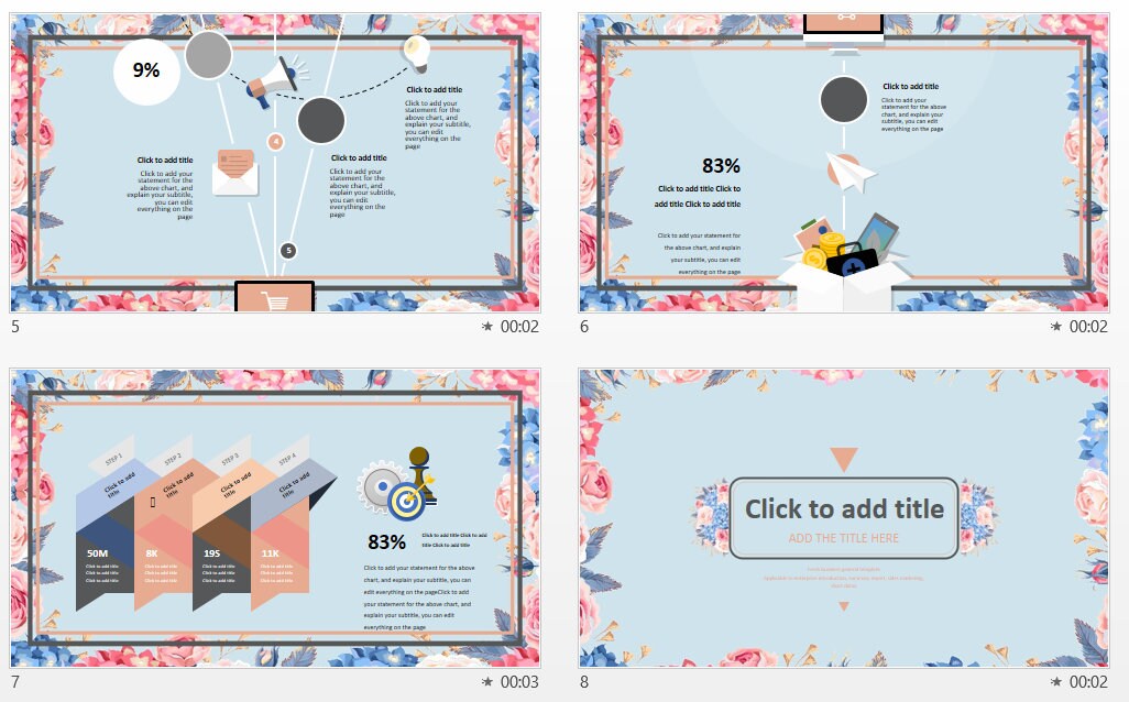 Floral Powerpoint Template | Spring Fresh Flower Power Point | Wedding ...