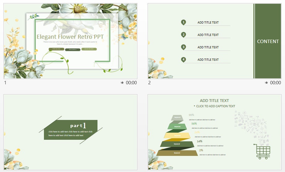 Elegant Flower Vintage PPT Template Powerpoint Template PPTX, Floral ...