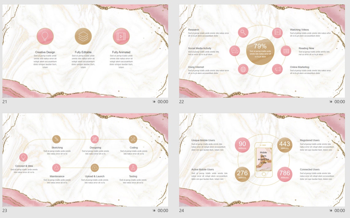 Pink and Gold Marble Business Powerpoint Template Gold Power Point ...