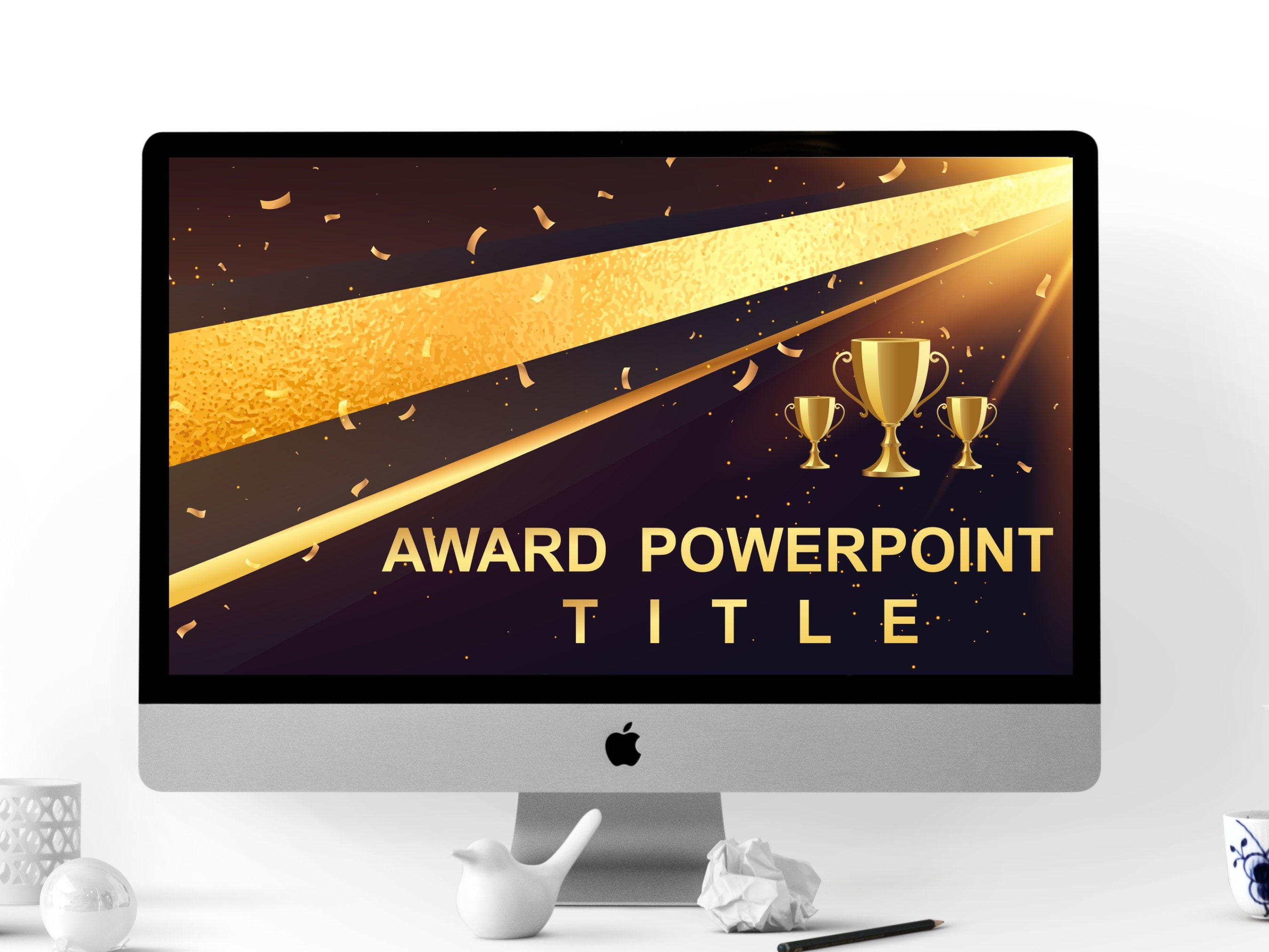 Gold Confetti Awards Powerpoint, Corporate Annual Meeting , Awards ...