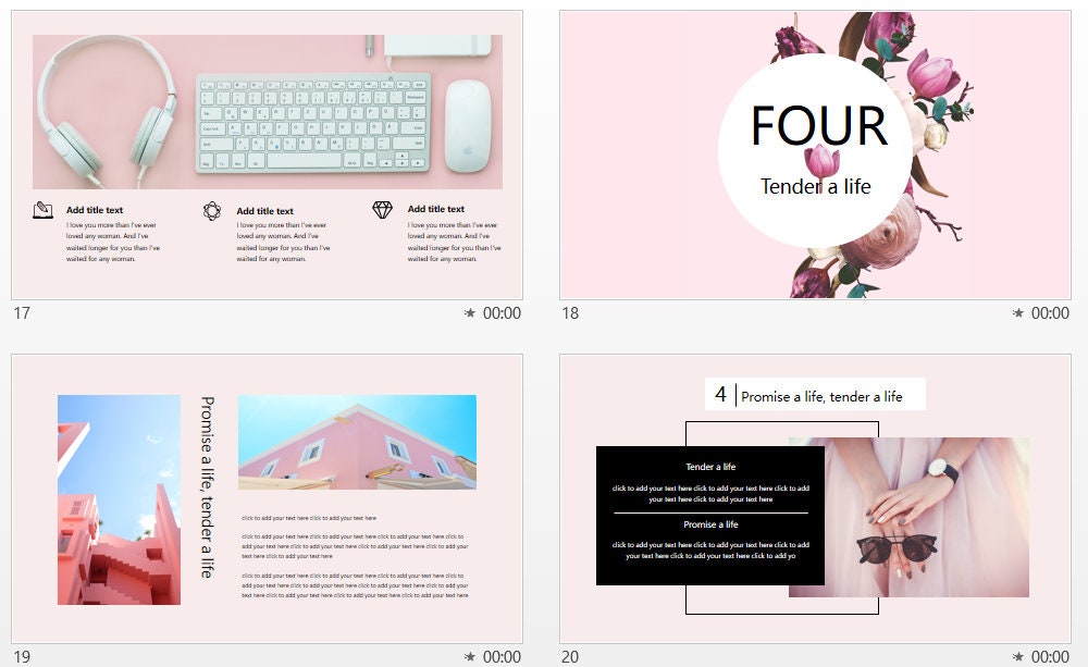 Pink Modern Floral Powerpoint Template Modern Purple Black - Etsy