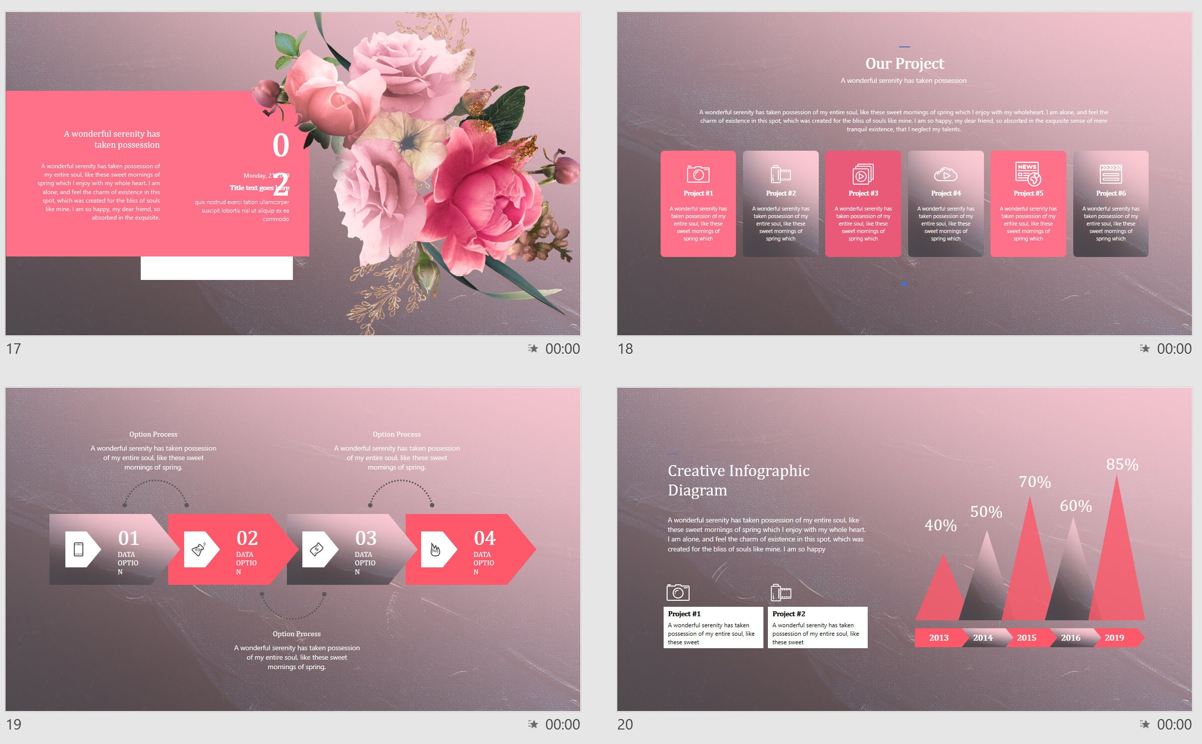 Rose Gold Romantic Floral Powerpoint Template | Pink Powerpoint ...