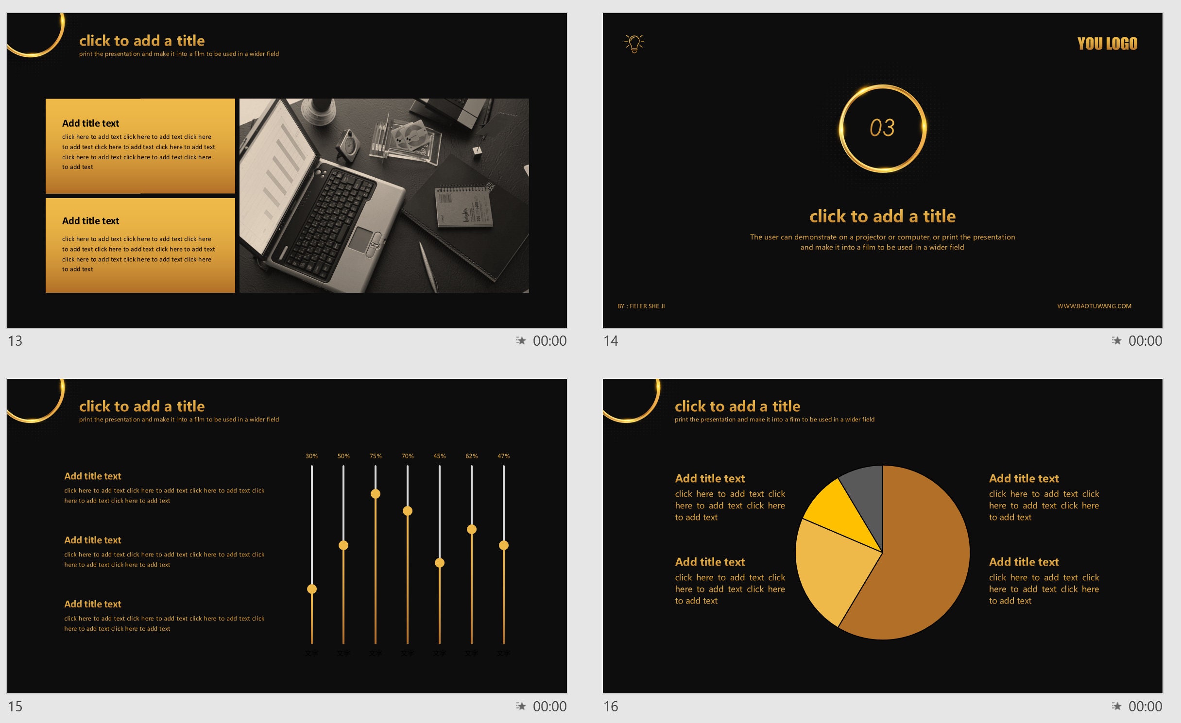 Black and Gold Business Powerpoint Template, Business Powerpoint, Dark ...