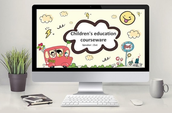 Cartoon Kids Powerpoint Template Notebook Powerpoint | Etsy