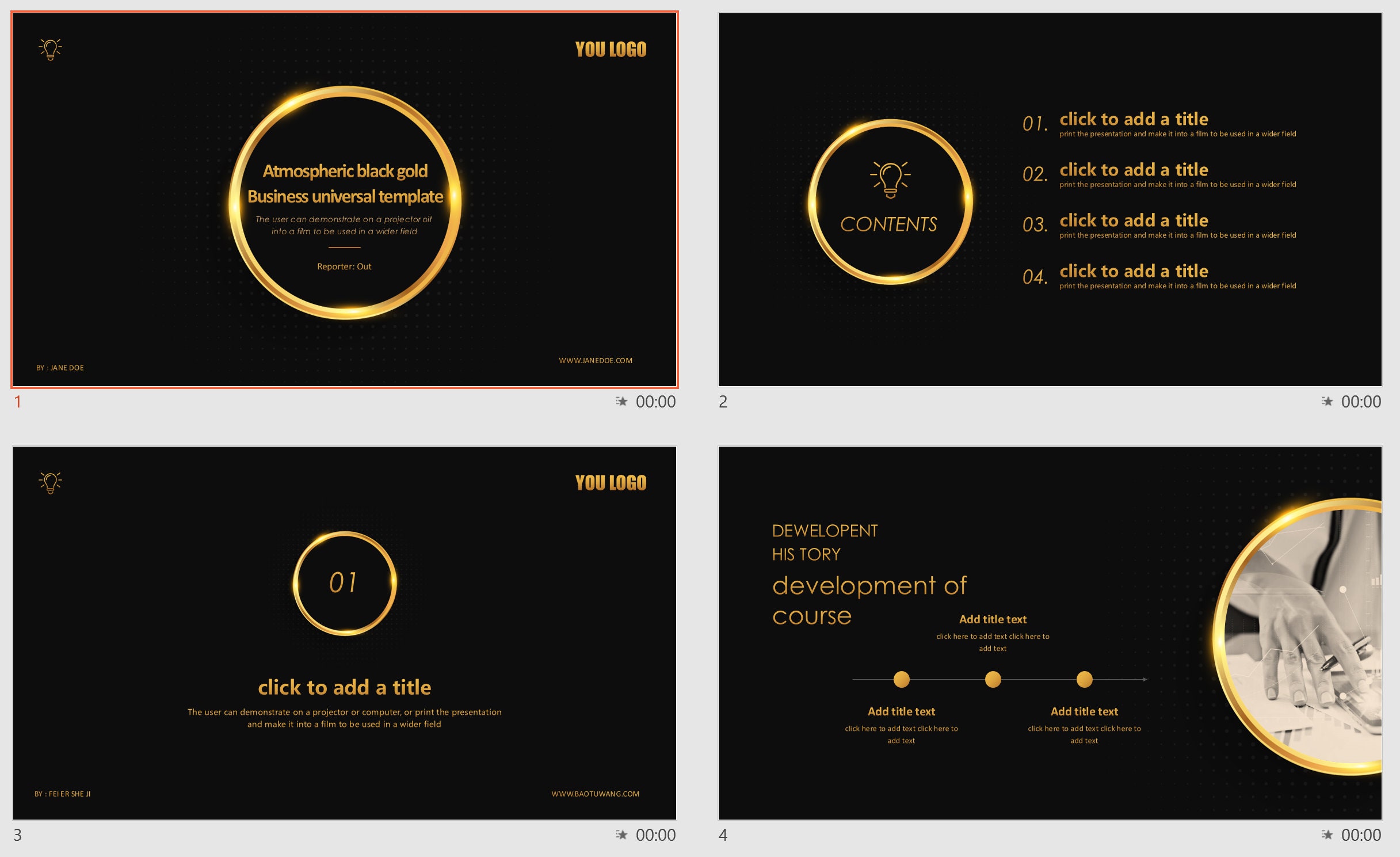 Black and Gold Business Powerpoint Template, Business Powerpoint, Dark ...
