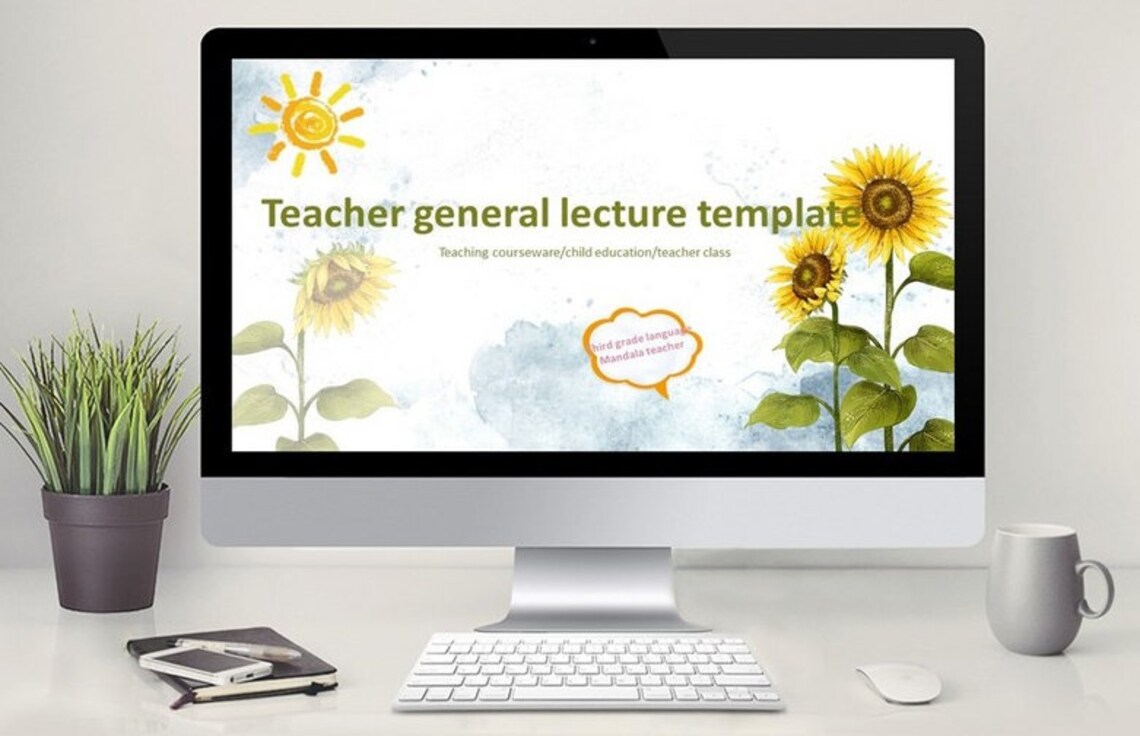 Yellow Sunflower PowerPoint Template Garden PowerPoint | Etsy