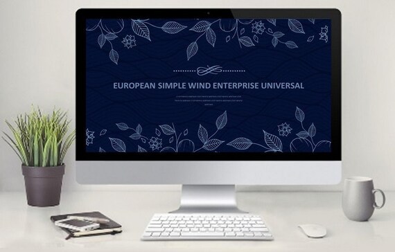 Floral PowerPoint Template BlueBackground Business Power | Etsy