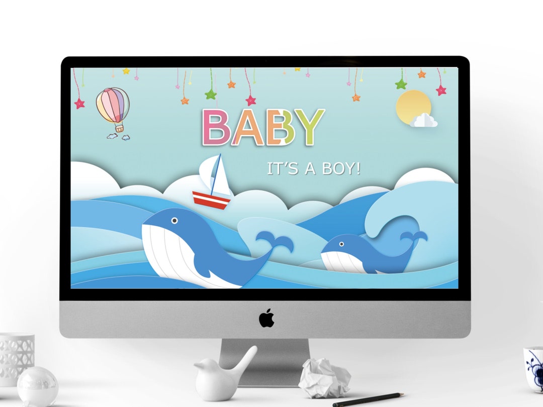 Blue Baby Shower Slideshow, Birthday Powerpoint Template, Blue ...