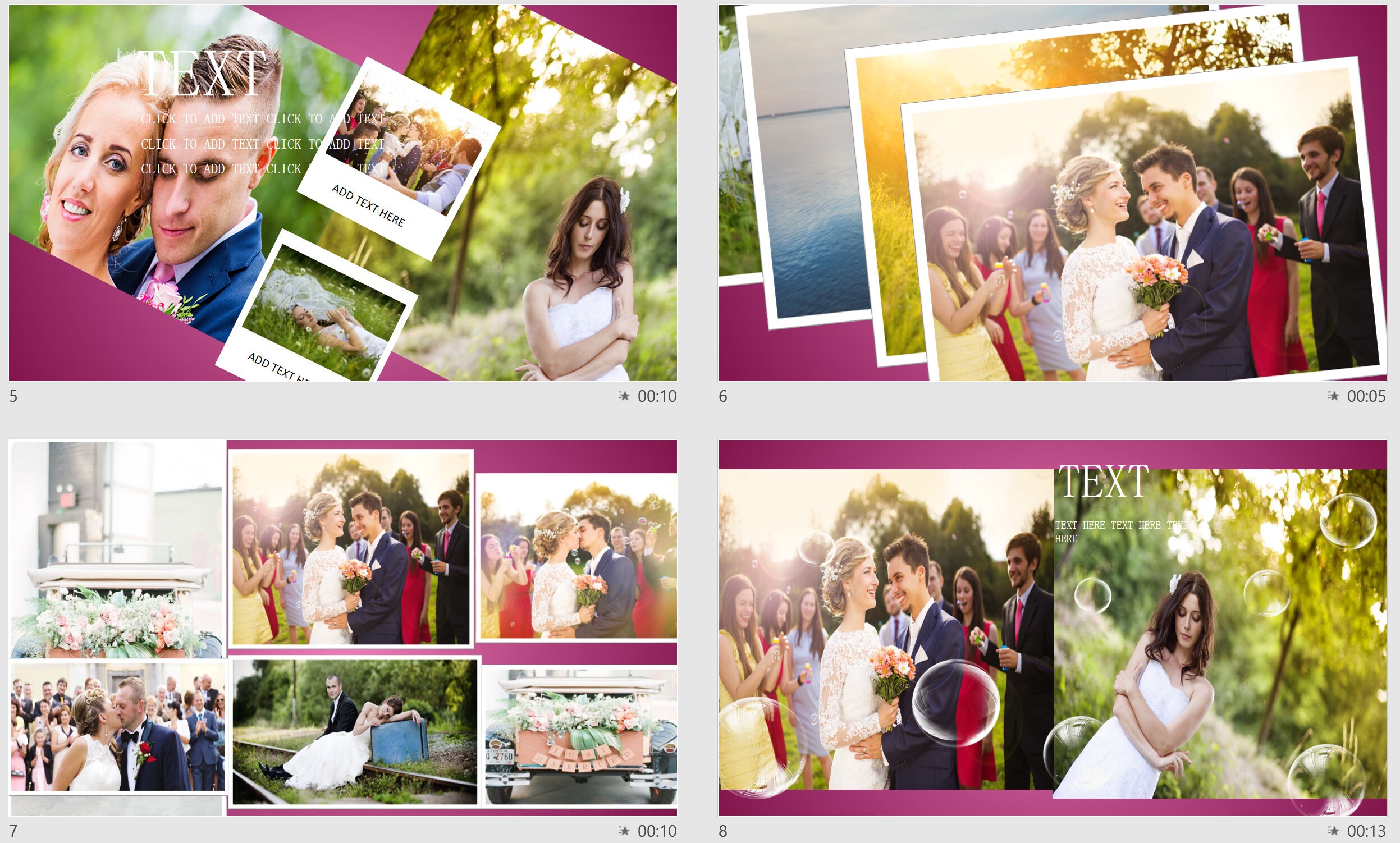 Pink Wedding Slideshow, Anniversary Album PPT Template, Powerpoint ...