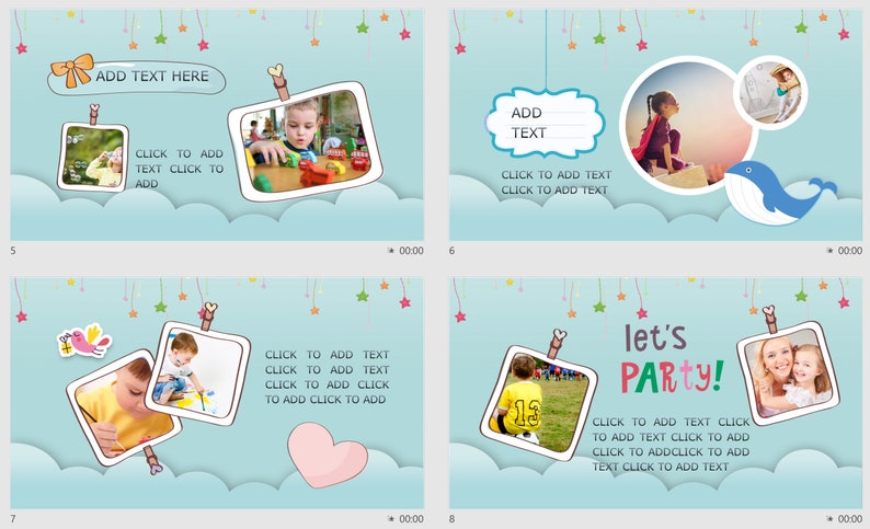 Blue Baby Shower Slideshow, Birthday Powerpoint Template, Blue ...