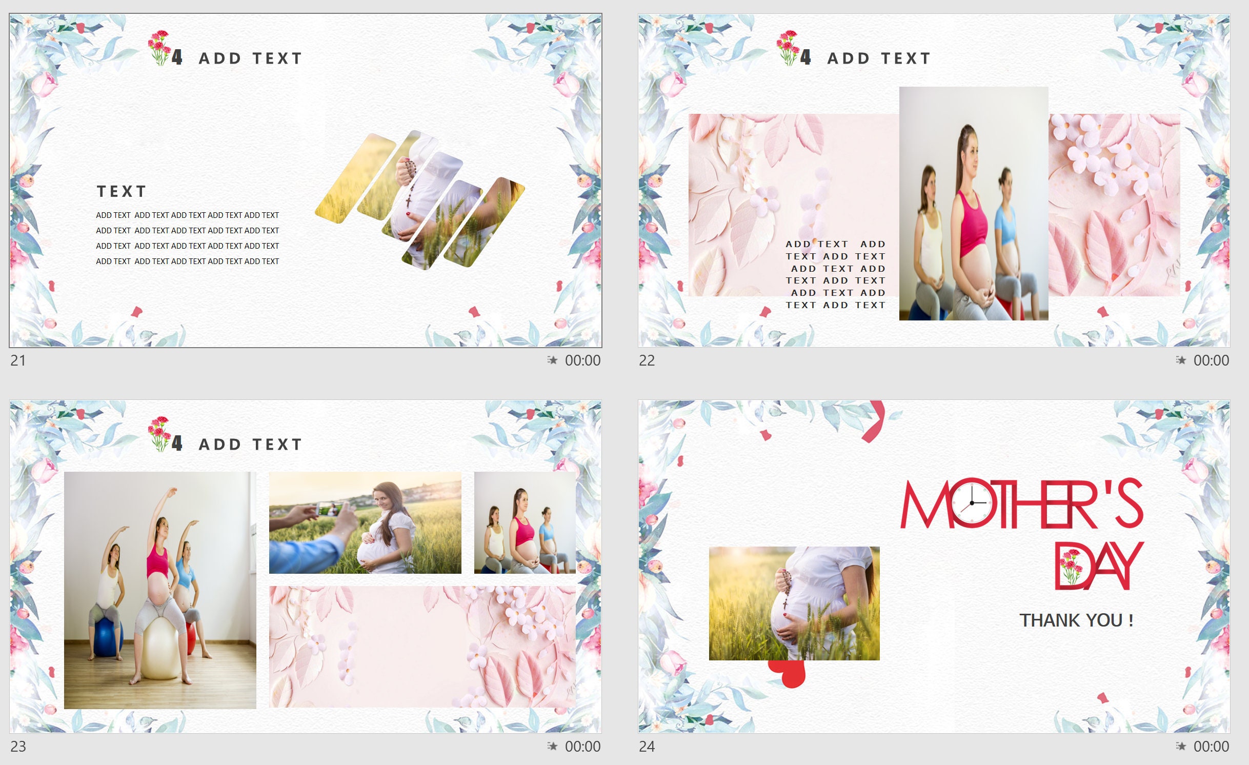 Floral Mothers PowerPoint, Diaporama de la fête des mères, PowerPoint ...