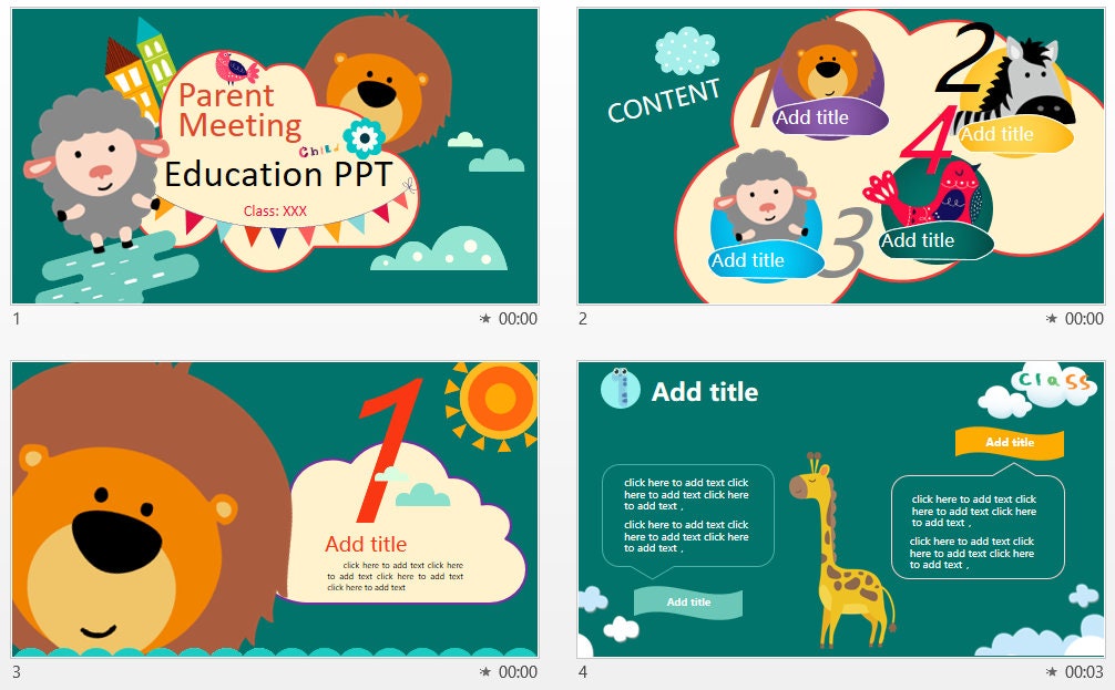 Cartoon Animal Preschool Powerpoint Templates Zoo Powerpoint Powerpoint ...