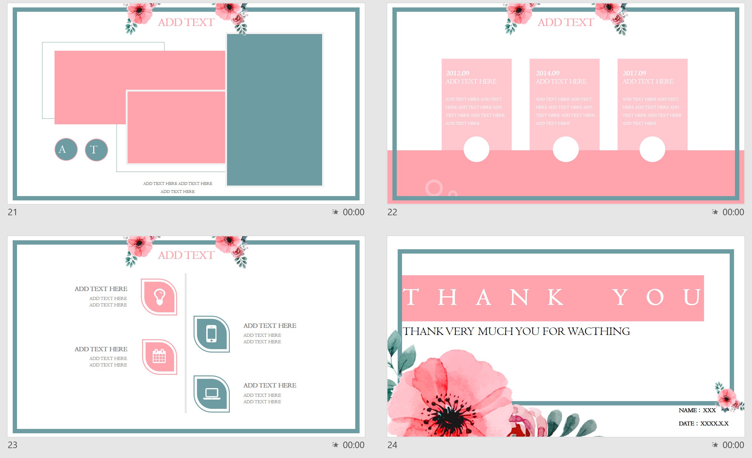 Womens Powerpoint, Floral Pink and Green Powerpoint Presentation, Pink ...