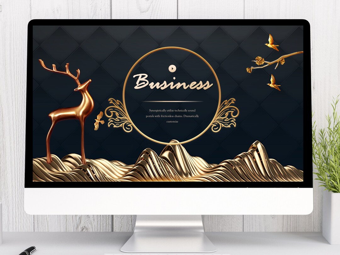 Black Gold Embossed Powerpoint Template, Business Planning Project ...