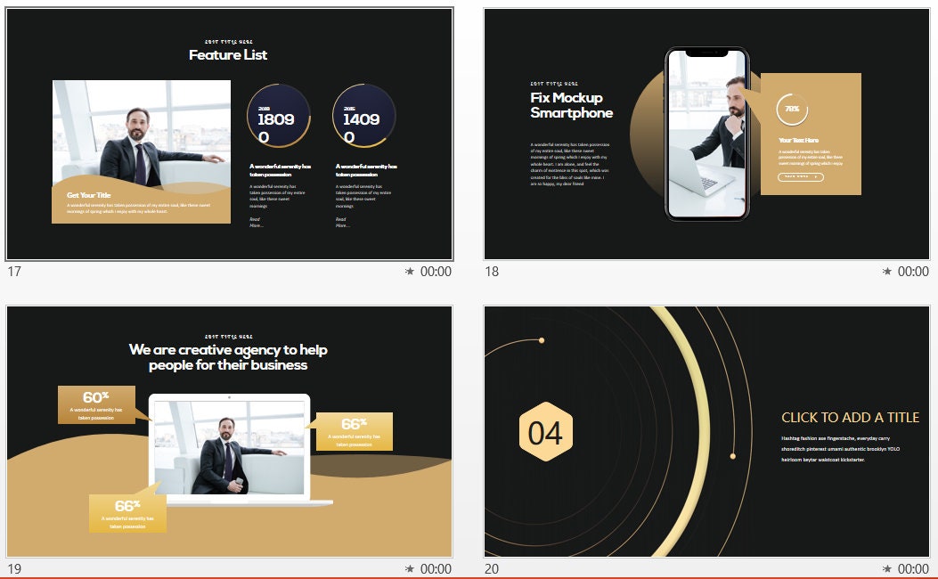 Black and Gold Business Powerpoint Template Business Proposal - Etsy
