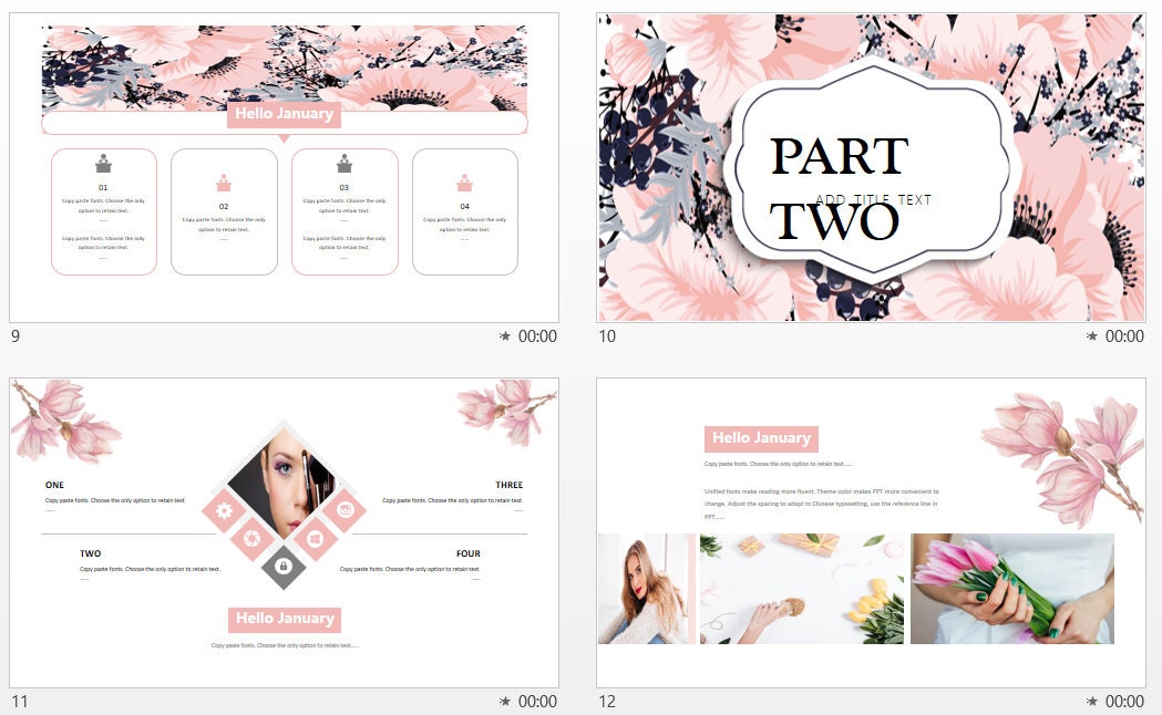 Pastel Pink Pink Floral Powerpoint Presentation, Modern Pink Black ...