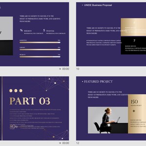 Elegant Purple and Gold Powerpoint Template, Business Powerpoint, Dark ...