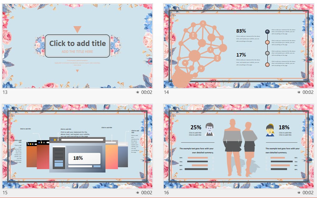 Floral Powerpoint Template | Spring Fresh Flower Power Point | Wedding ...