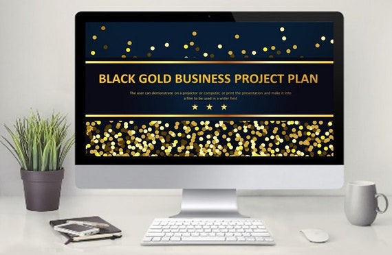 Elegant Blue and Gold Powerpoint Template Dark Powerpoint - Etsy