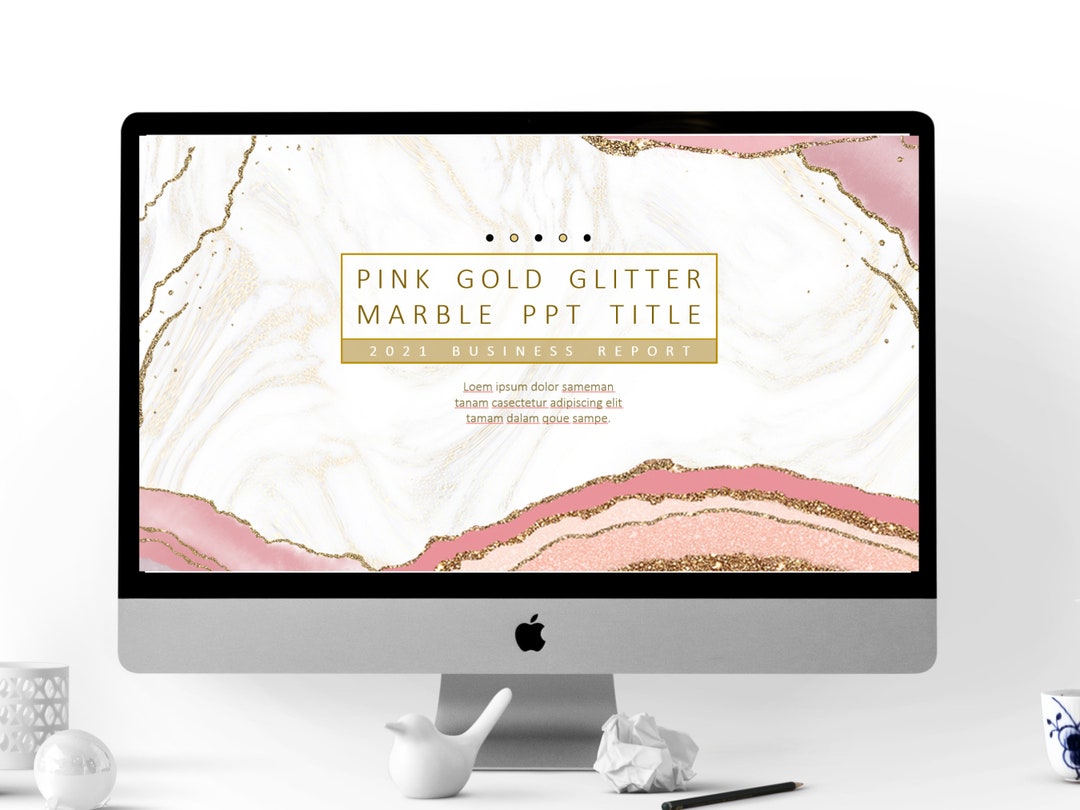 Pink and Gold Marble Business Powerpoint Template | Gold Power Point ...