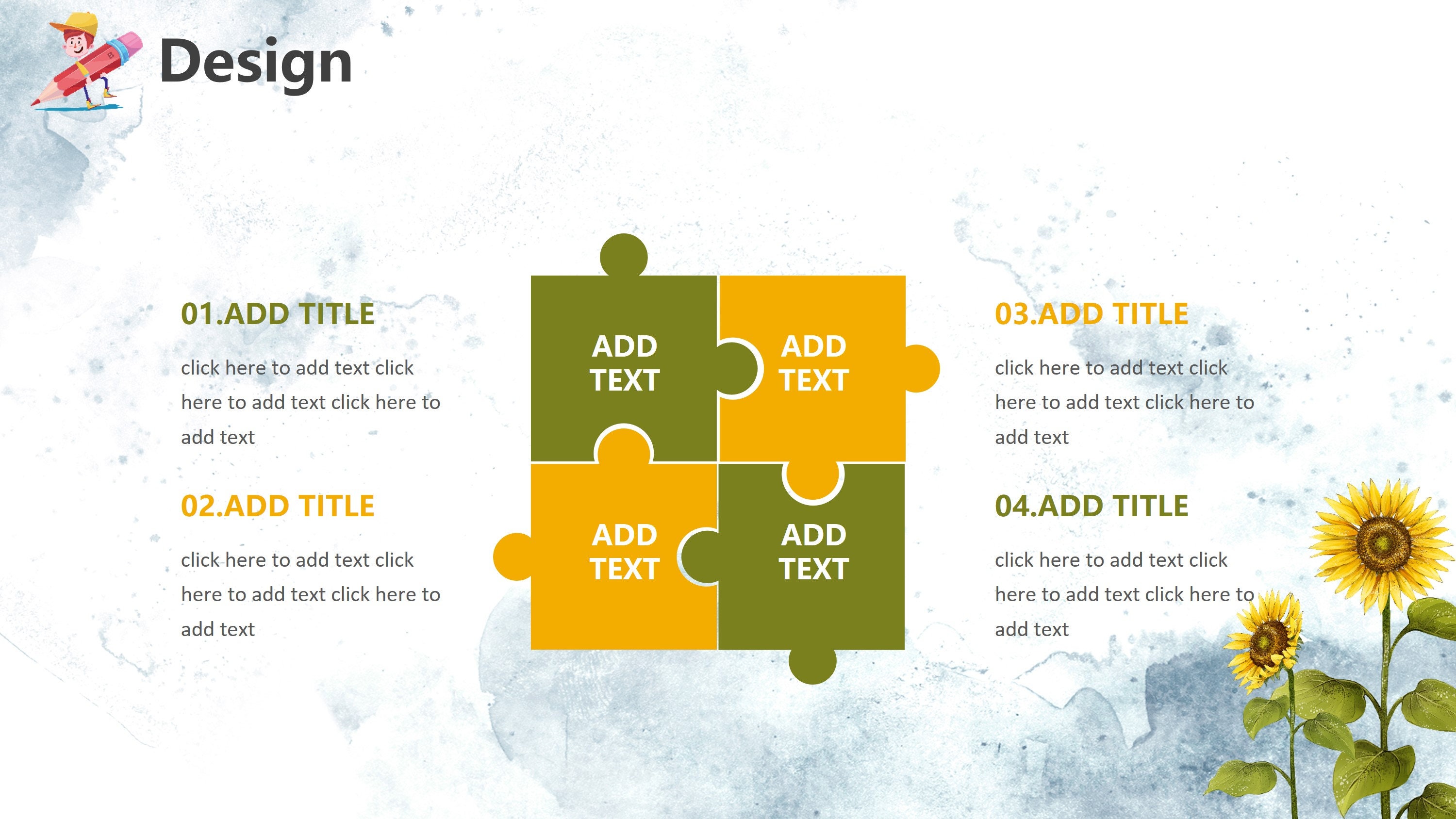 Yellow Sunflower Powerpoint Template Garden Powerpoint Background ...