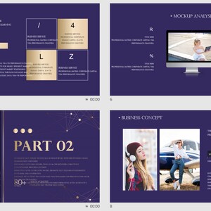 Elegant Purple and Gold Powerpoint Template, Business Powerpoint, Dark ...
