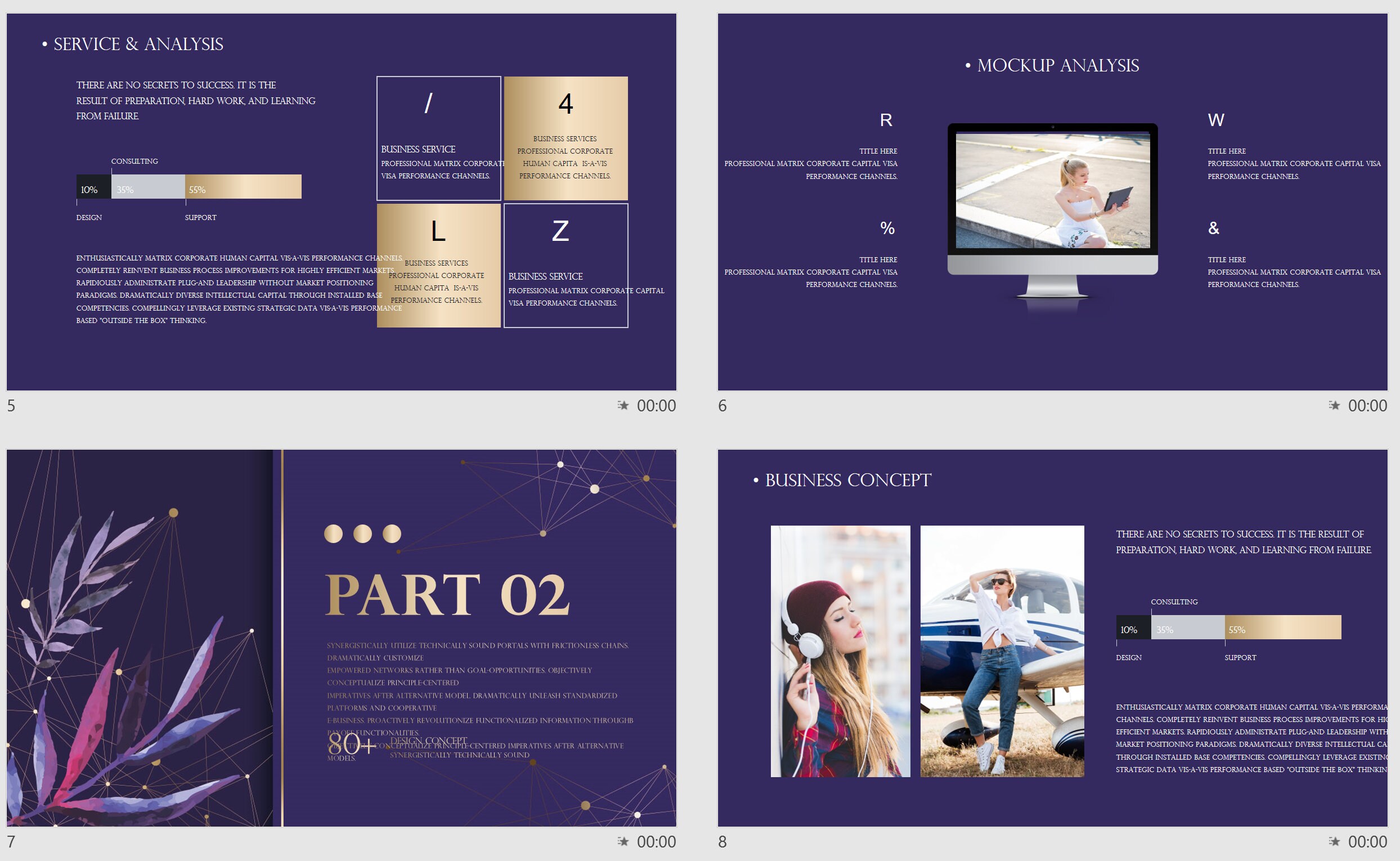 Elegant Purple and Gold Powerpoint Template, Business Powerpoint, Dark ...