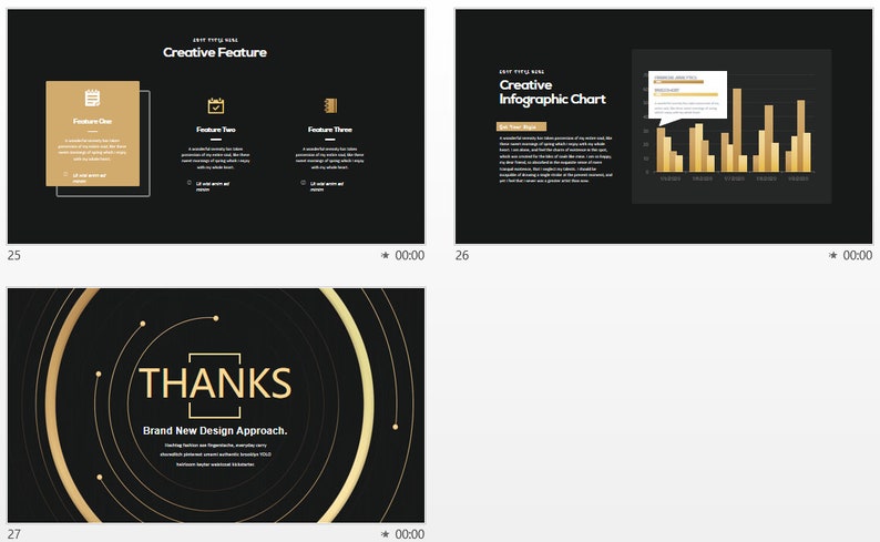 Black and Gold Business Powerpoint Template Business Proposal - Etsy