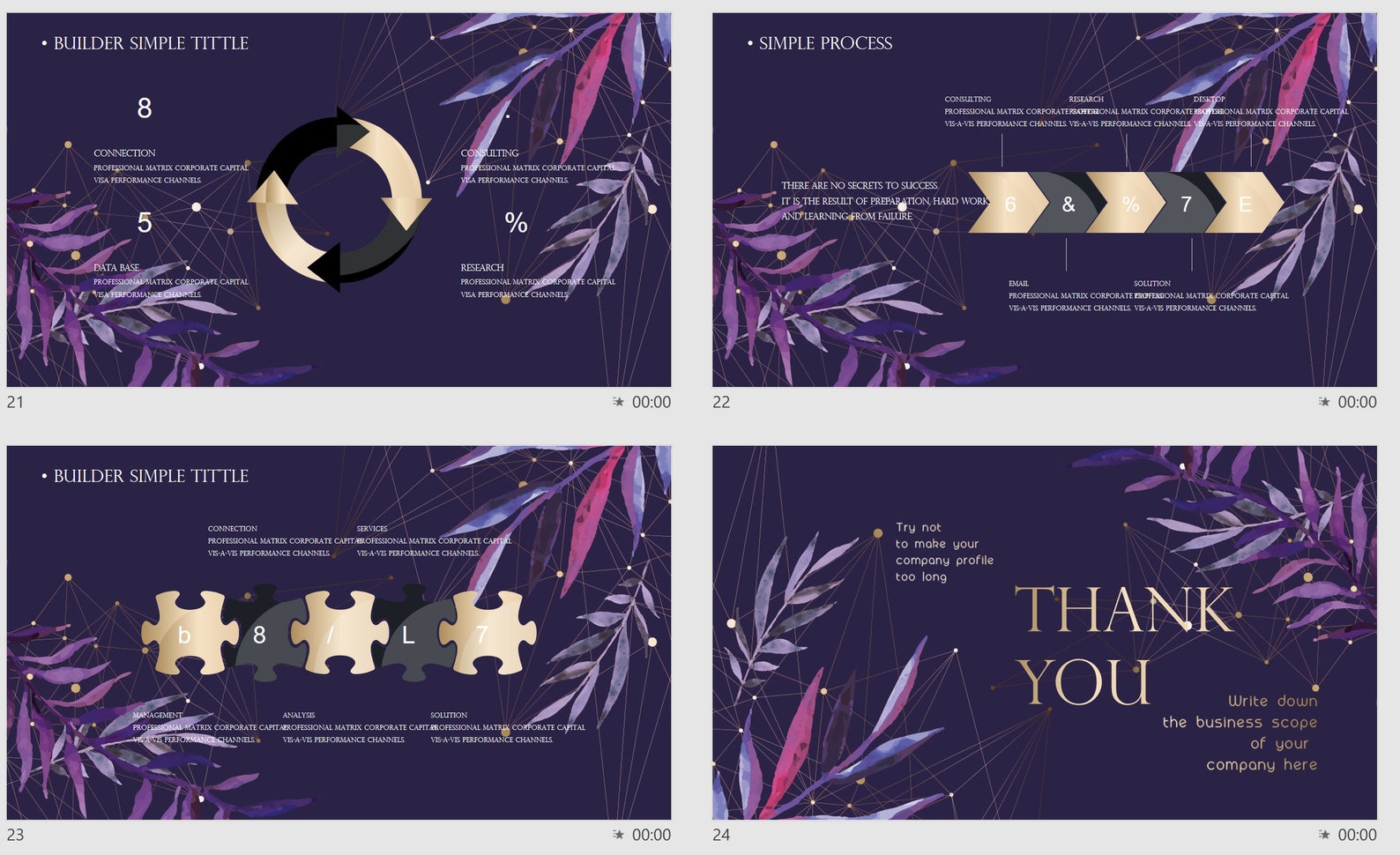 Elegant Purple and Gold Powerpoint Template, Business Powerpoint, Dark ...