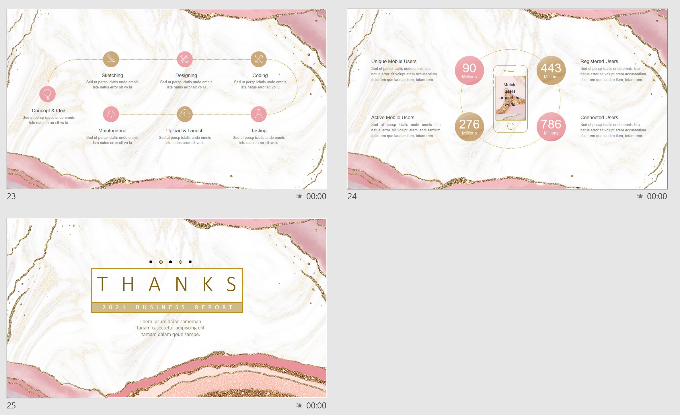 Pink and Gold Marble Business Powerpoint Template Gold Power Point ...