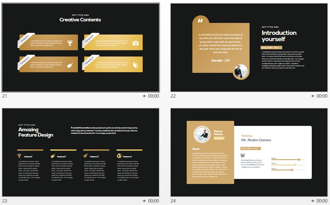 Black and Gold Business Powerpoint Template Business Proposal - Etsy
