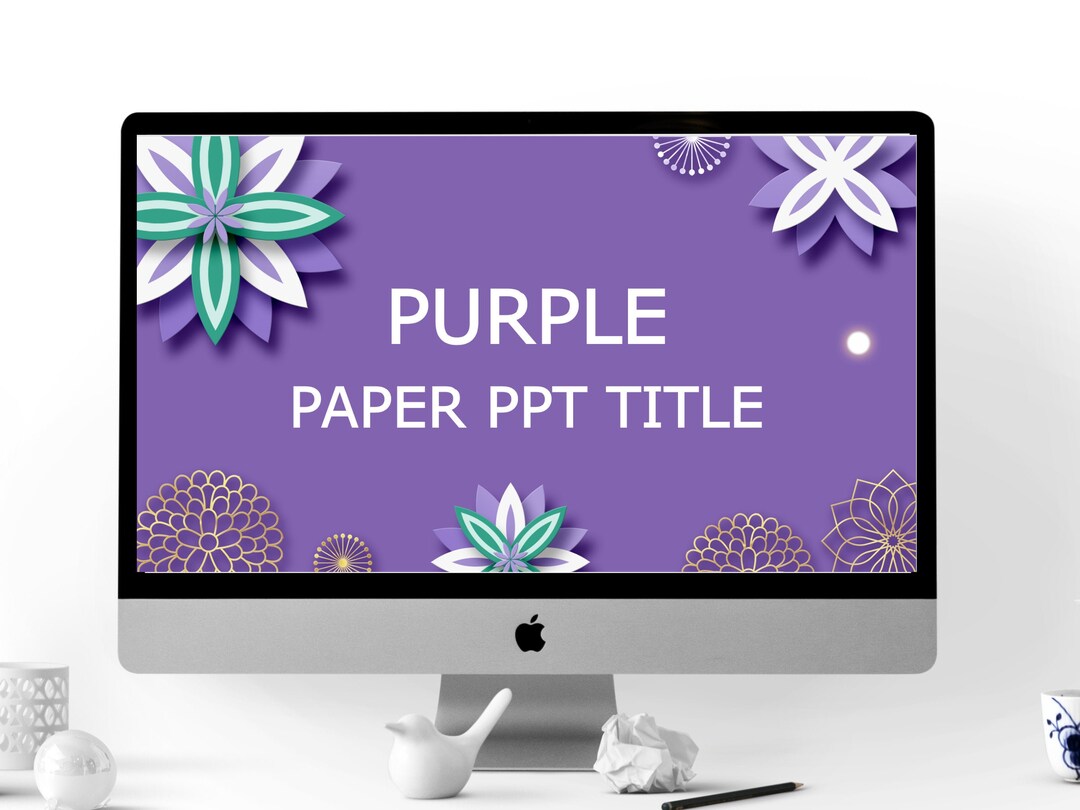 Purple Powerpoint Template, Light Purple Powerpoint, Lilac PPT, Paper ...